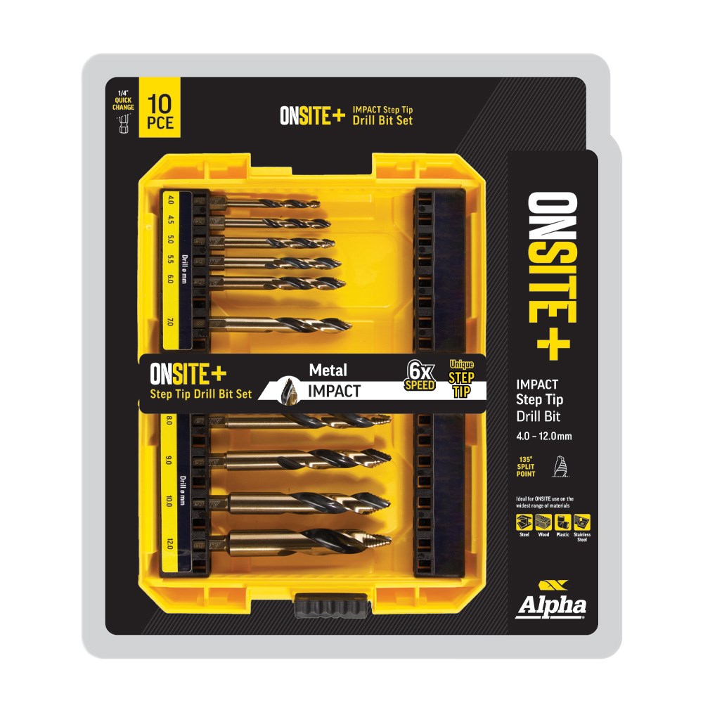 10 Piece ONSITE Plus Impact Step Tip Drill Set Sheffield Group Tool Accessories Wholesaler Sheffield Group